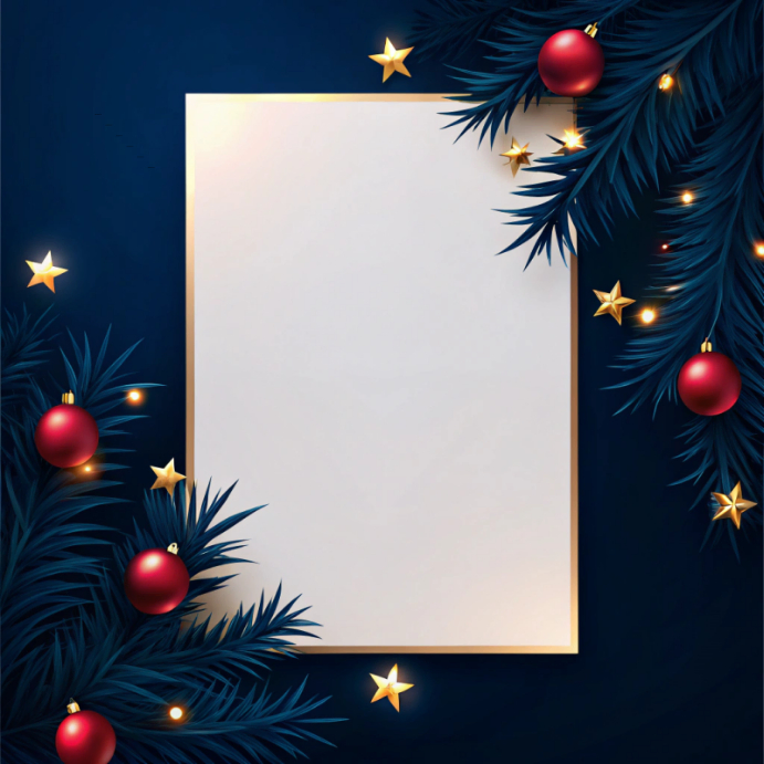 Christmas Border with Blue Baubles and Stars Template | PosterMyWall