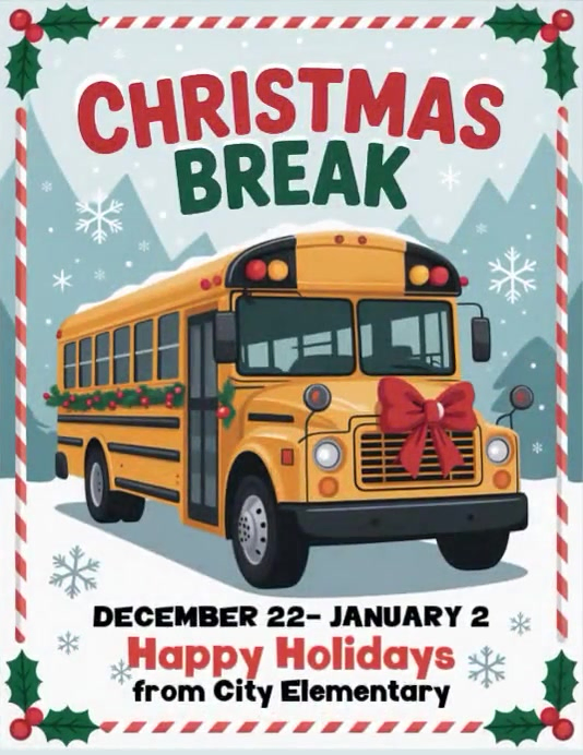 Christmas Break Flyer, School Flyer, Christmas Flyer Template ...