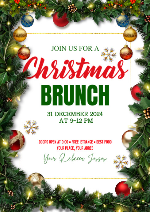Christmas Brunch A2 Template | PosterMyWall