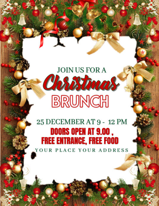 Christmas Brunch Flyer Template Postermywall