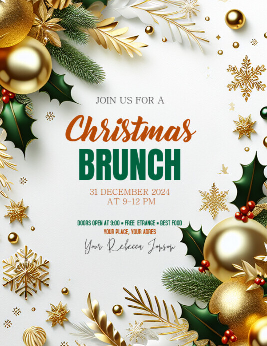 Christmas Brunch Flyer Template Postermywall