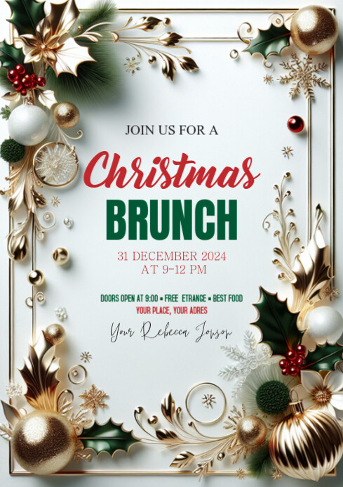 Christmas Brunch Flyer Template Postermywall