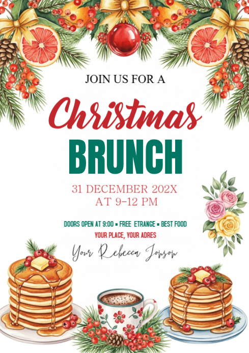 Christmas brunch Flyer Template | PosterMyWall