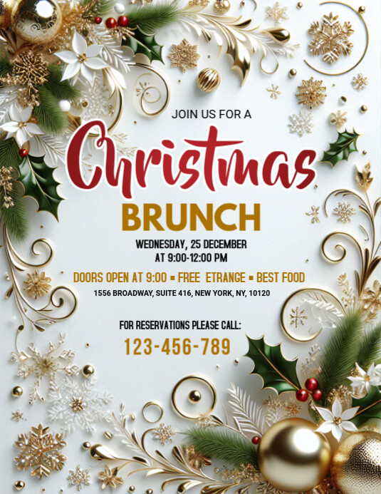 Christmas Brunch Flyer Template | PosterMyWall