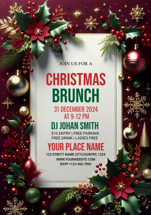 Christmas Brunch Flyer Template Postermywall