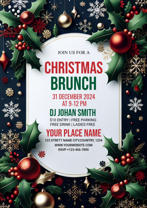 Christmas Brunch Flyer Template Postermywall