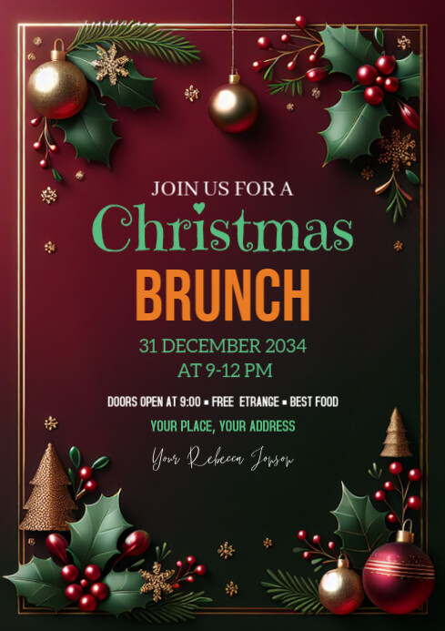 Christmas Brunch Flyer Template Postermywall