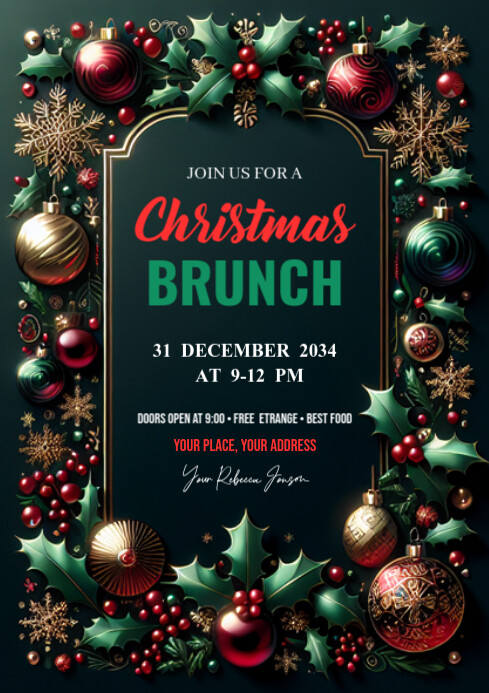 Christmas Brunch Flyer Template Postermywall