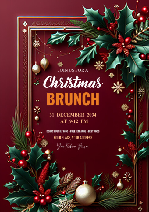 Christmas Brunch Flyer Template Postermywall