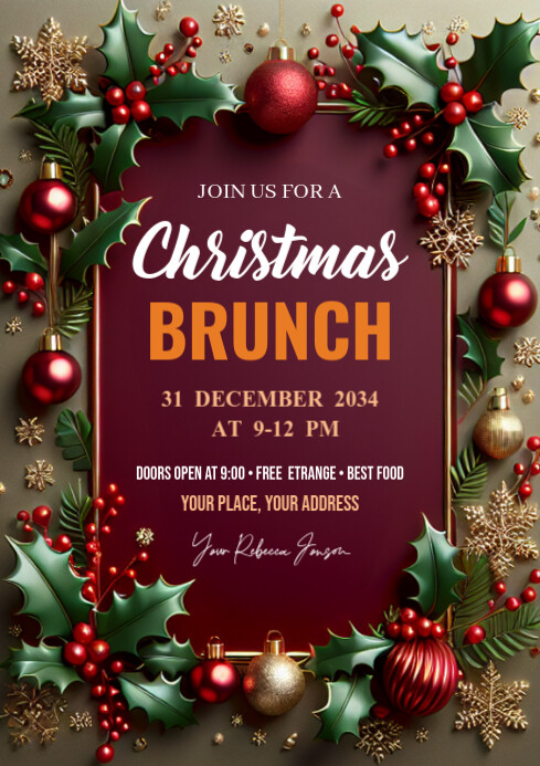 Christmas Brunch Flyer Template Postermywall