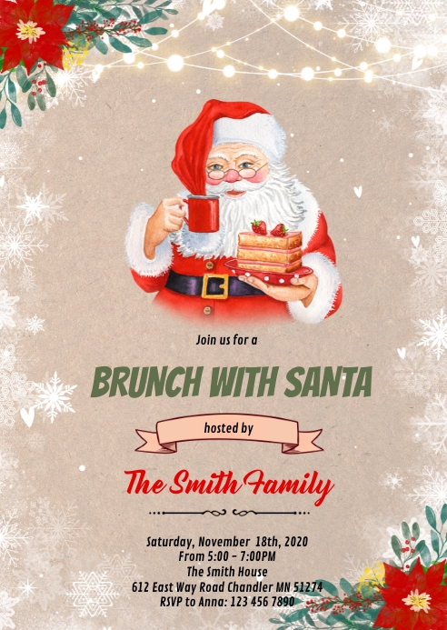 Christmas brunch with Santa invitation Template | PosterMyWall