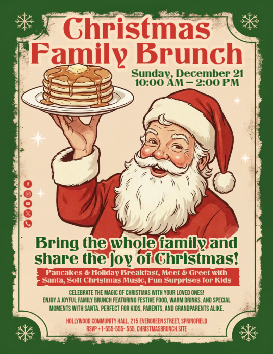 Plantilla de Christmas Brunch With Santa Retro Vintage Flyer Template ...
