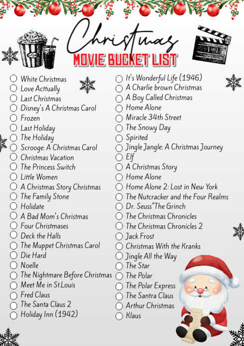 Christmas Bucket Movie List Template | PosterMyWall
