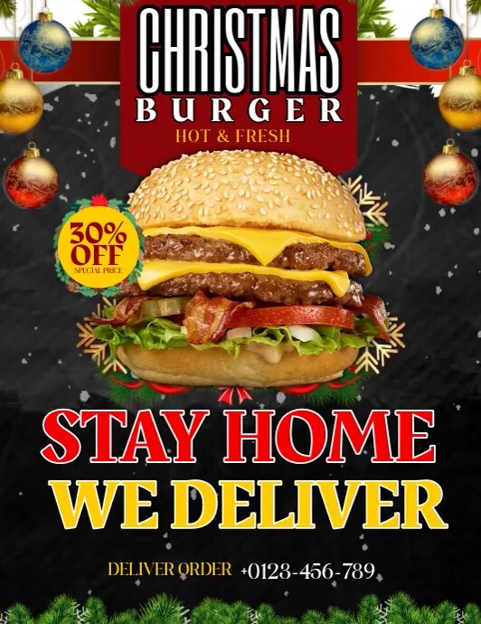 Christmas Burger Menu Ads Template | PosterMyWall