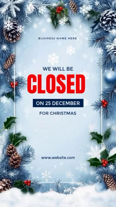 Christmas business holiday closure notice Template | PosterMyWall