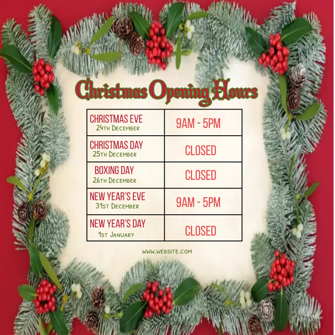 Copy of christmas business hours,christmas schedule | PosterMyWall
