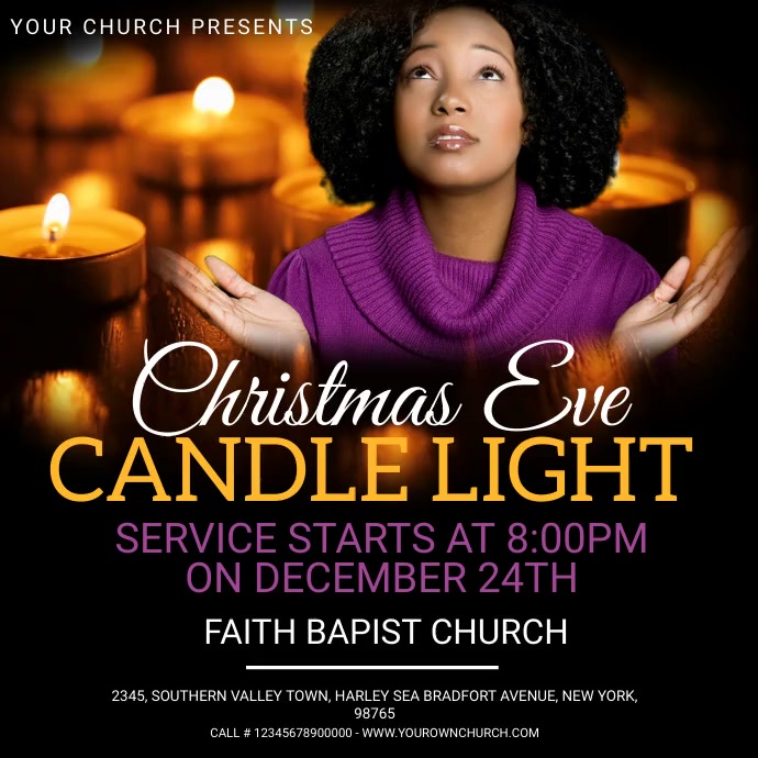 Christmas Candle Light Service Template | PosterMyWall