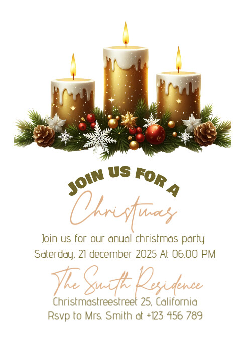Christmas candle party invitation Template | PosterMyWall