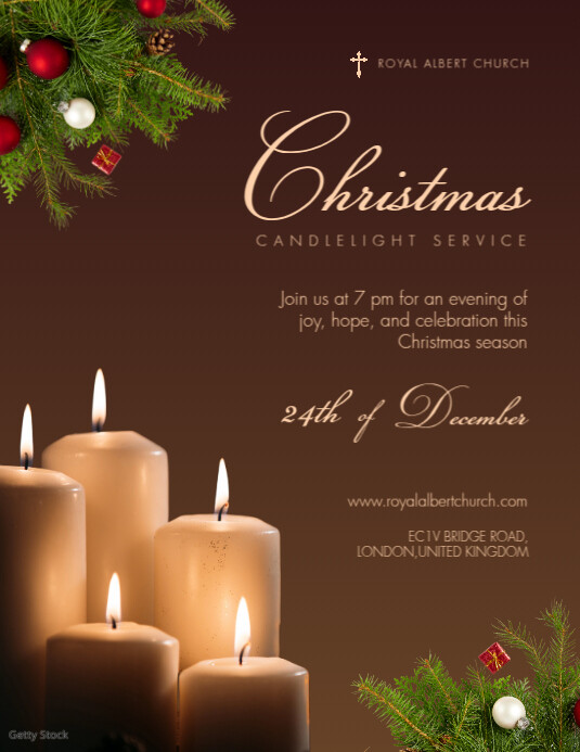 Plantilla de Christmas Candlelight Service Flyer | PosterMyWall