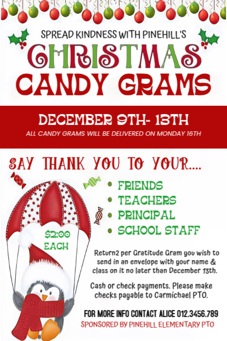 Copy of Christmas Candy Grams Poster Template | Holiday School ...