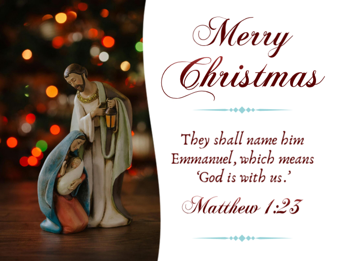 Christmas Card with Bible Verse Faith Based Holiday Greeting Template ...