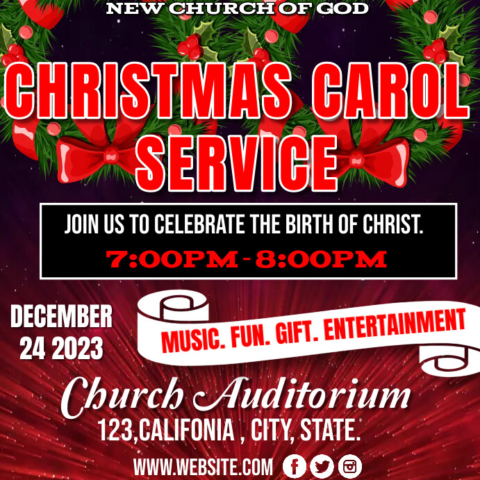 christmas carol and christmas day service Templat | PosterMyWall
