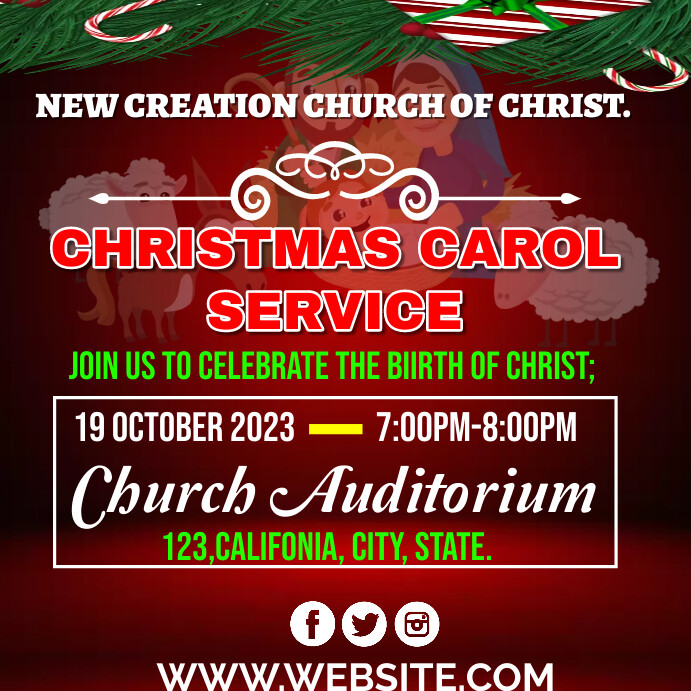 christmas carol and christmas day service Template | PosterMyWall