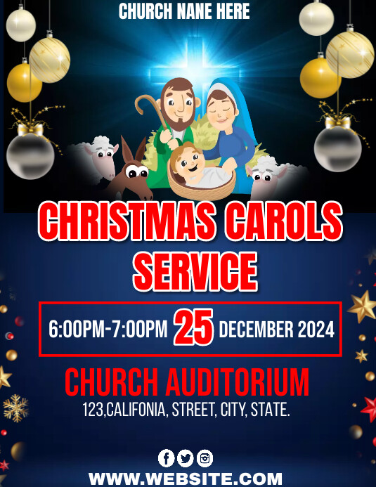 christmas carol and christmas day service Template | PosterMyWall