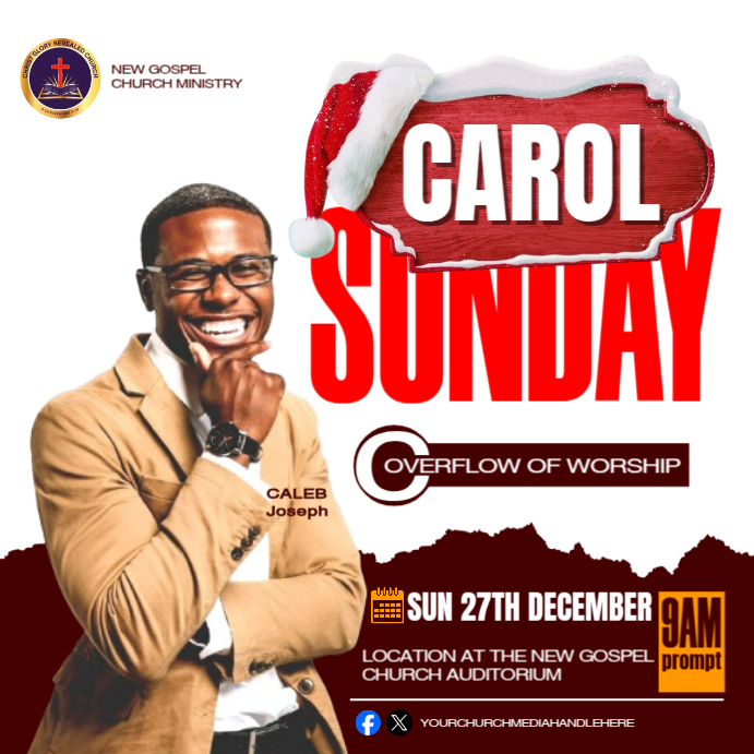 Christmas carol church event flyer Template | PosterMyWall