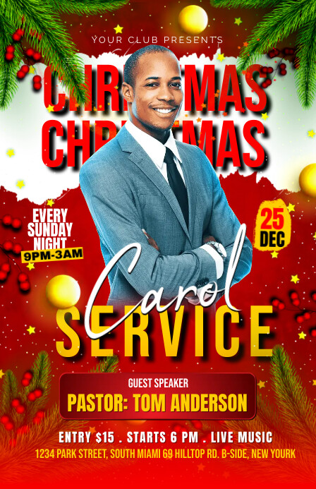 Christmas carol church service Template | PosterMyWall