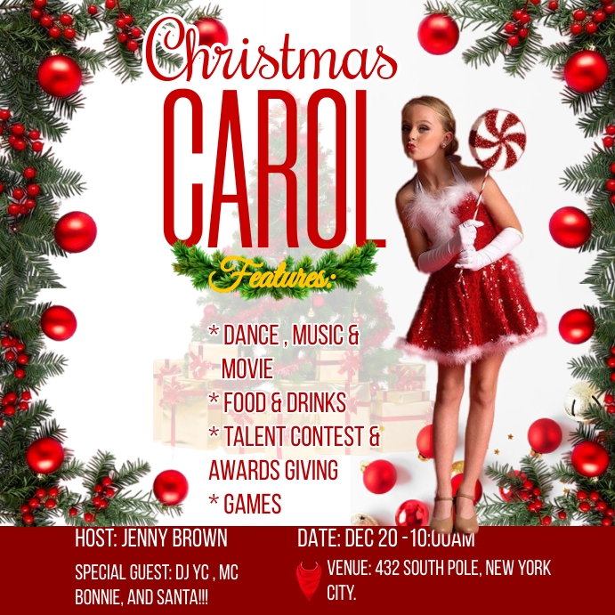 Christmas Carol Template | PosterMyWall