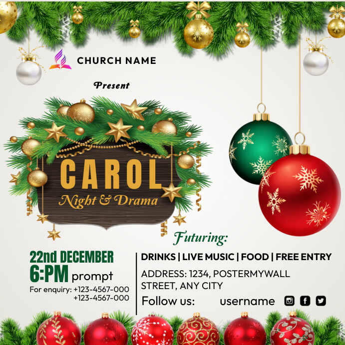 Christmas Carol Party Template Flyer | PosterMyWall
