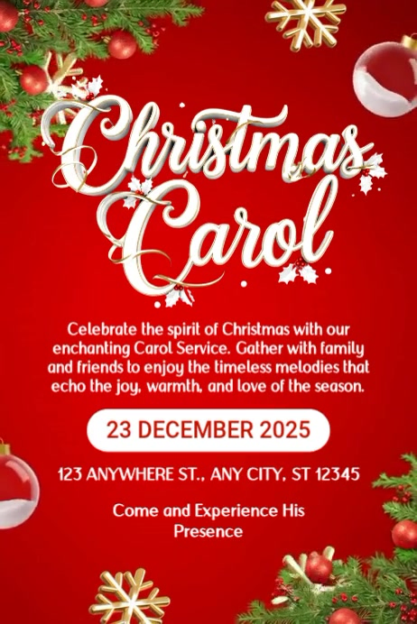 Christmas Carol Service Ads Template | PosterMyWall