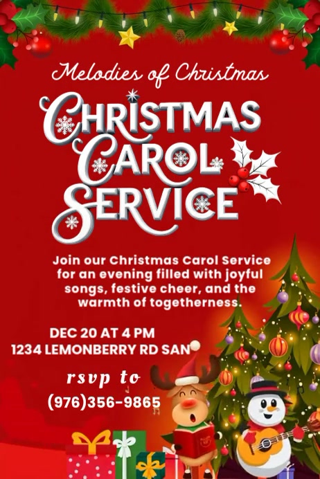 Christmas Carol Service Ads Template | PosterMyWall