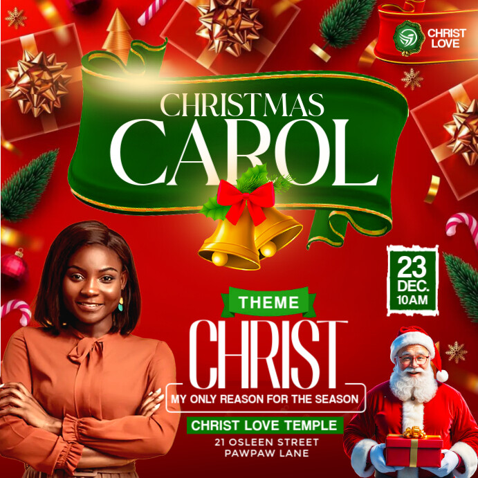 Christmas Carol Service Church Event Flyer Template | PosterMyWall