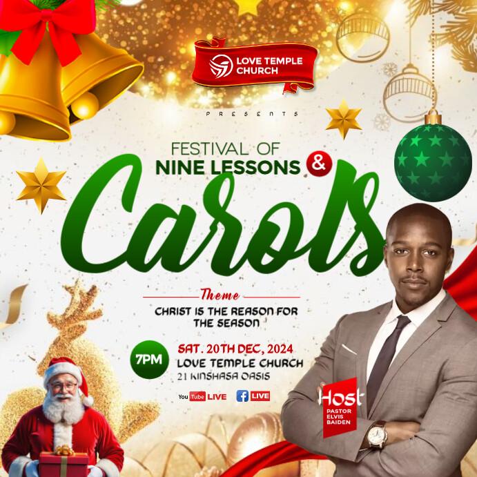 Christmas Carol Service Church Event Flyer for Instagram Template ...