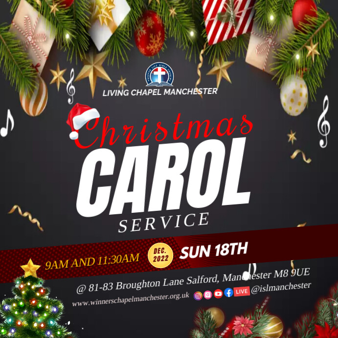 CHRISTMAS CAROL SERVICE Template | PosterMyWall