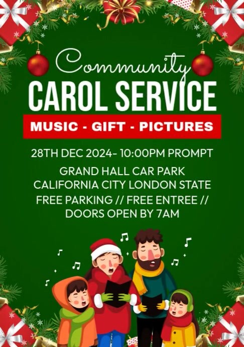 Plantilla de Christmas Carol Service | PosterMyWall
