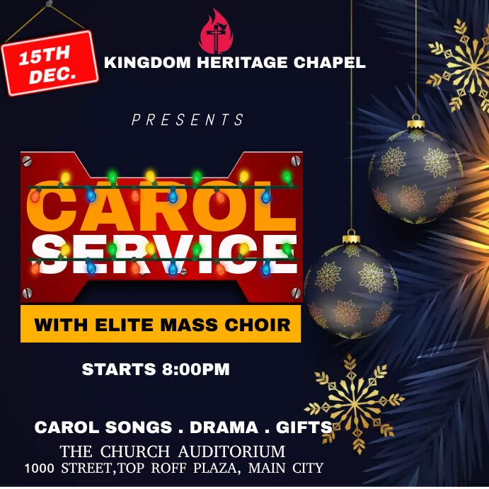 CHRISTMAS CAROL SERVICE Template | PosterMyWall