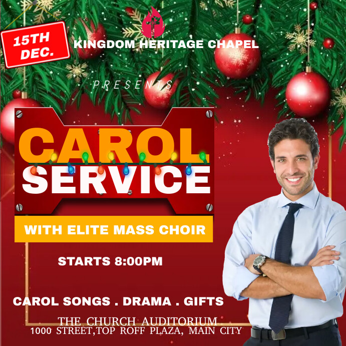 CHRISTMAS CAROL SERVICE Template | PosterMyWall