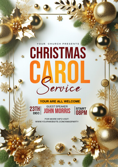 Christmas Carol Service Flyer Template | PosterMyWall