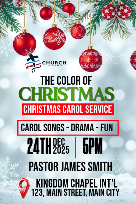 christmas carol service flyer Template | PosterMyWall