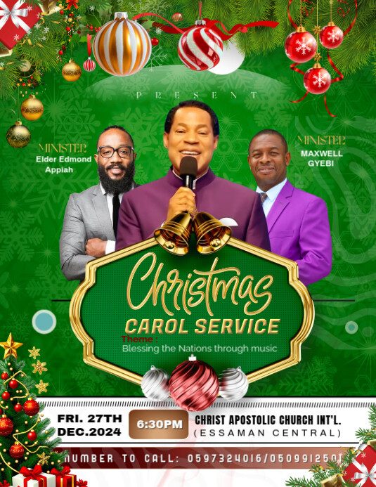 Copy of CHRISTMAS CAROL SERVICE FLYER TEMPLATES | PosterMyWall