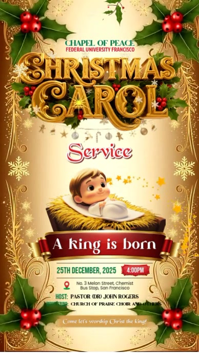 Christmas Carol Service Invitation Template | PosterMyWall