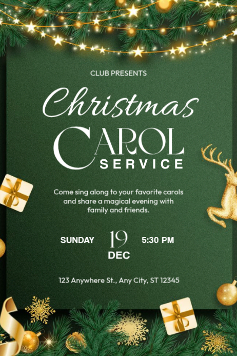 Christmas Carol Service Poster Template | PosterMyWall