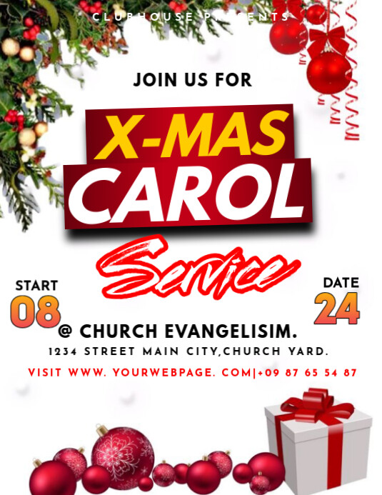 Christmas carol service posters Template | PosterMyWall