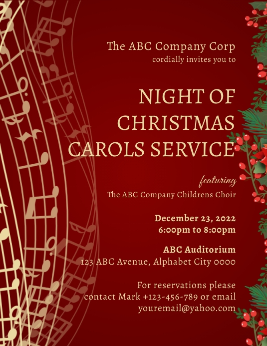 Christmas Carol Template | PosterMyWall