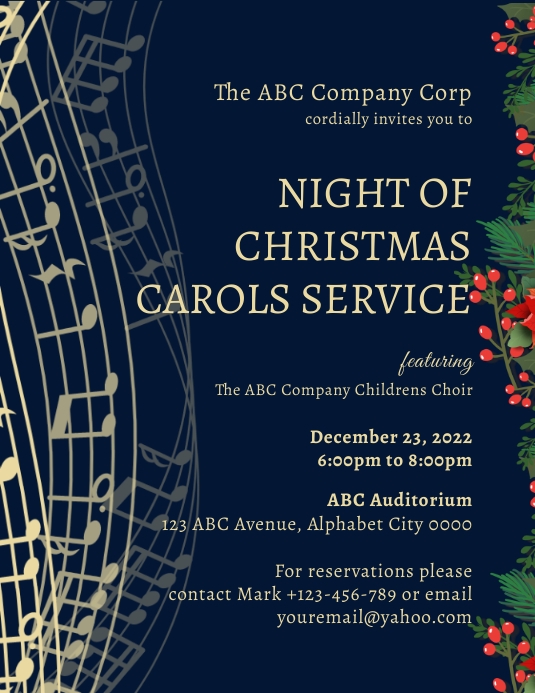 Copy of Christmas Carol Template | PosterMyWall