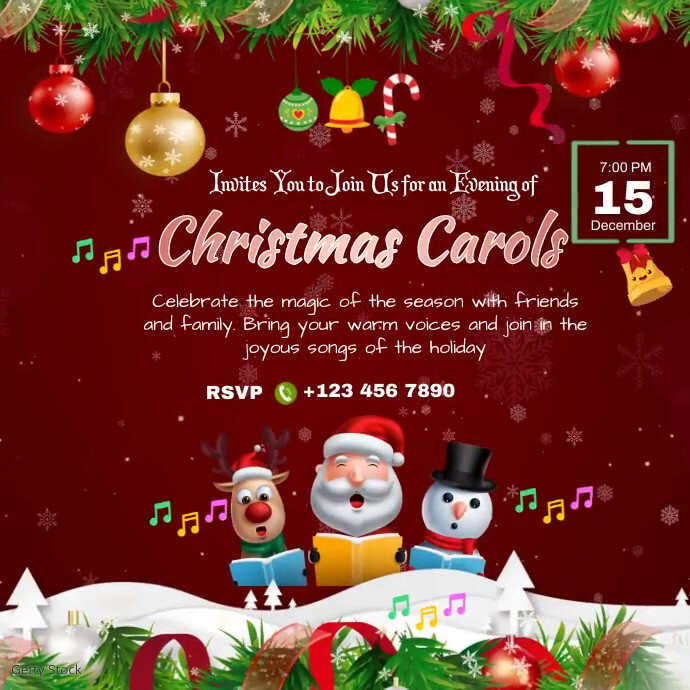 Christmas caroling celebration invite card Template | PosterMyWall