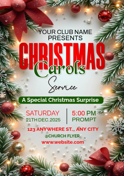 Christmas Carols Service A4 Template | PosterMyWall